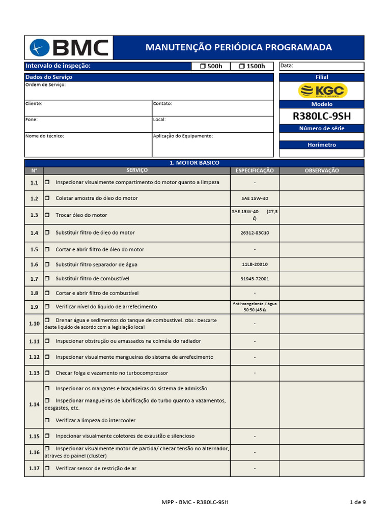 MPP - BMC - R380LC-9SH - Rev 500HS | PDF | Motores | Engenharia Mecânica