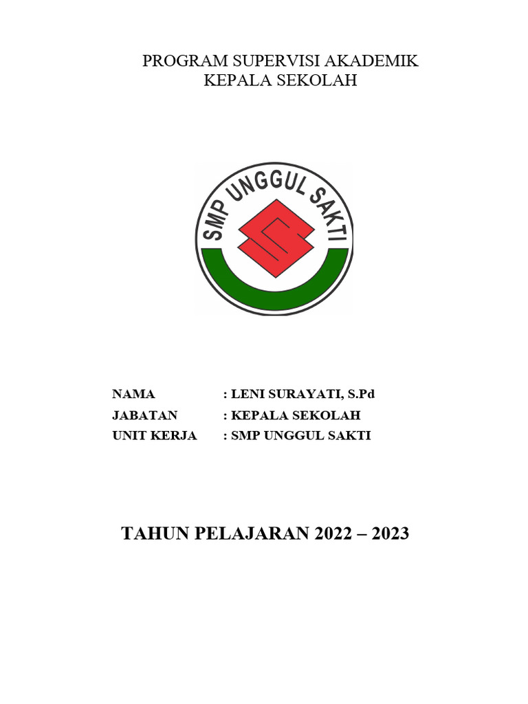 Program Supervisi Kepala Sekolah 2022 | PDF