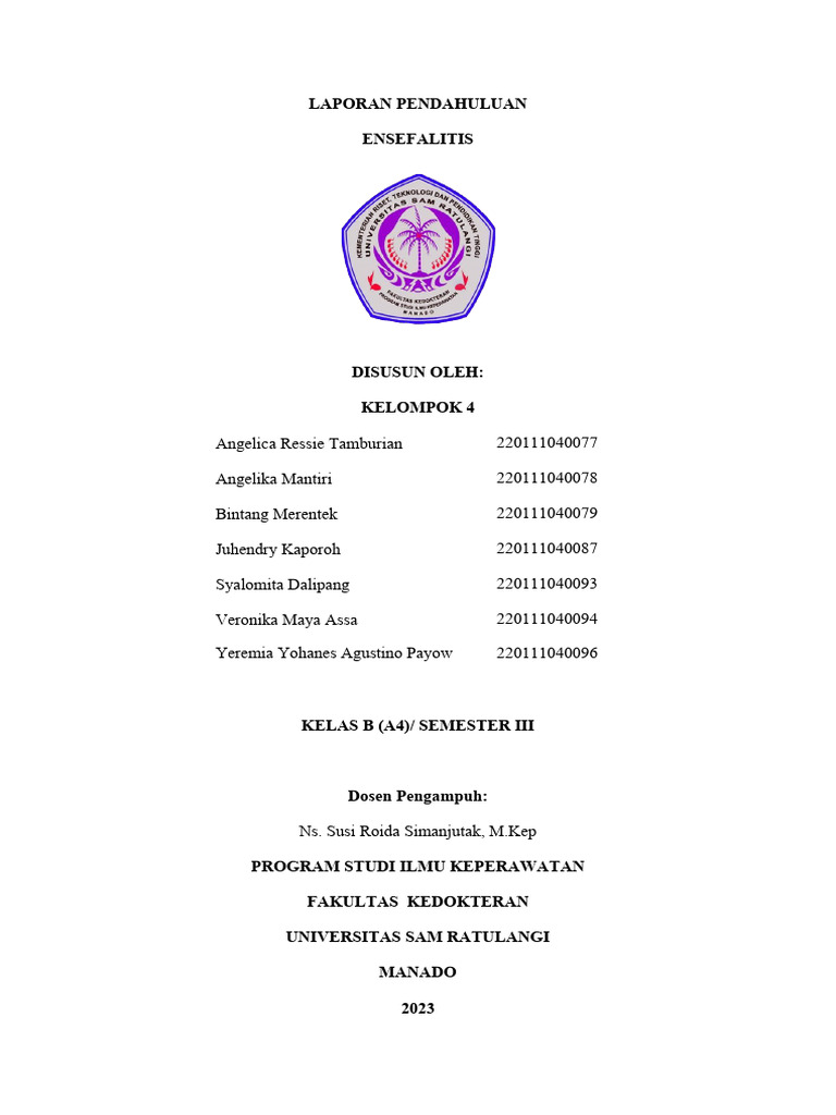 1 Laporan Pendahuluan Ensefalitis Kelompok 4 | PDF