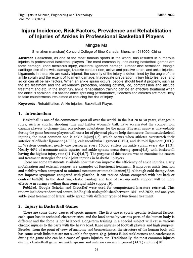 Injury Incidence, Risk Factors, Prevalence and Rehabilitation of ...
