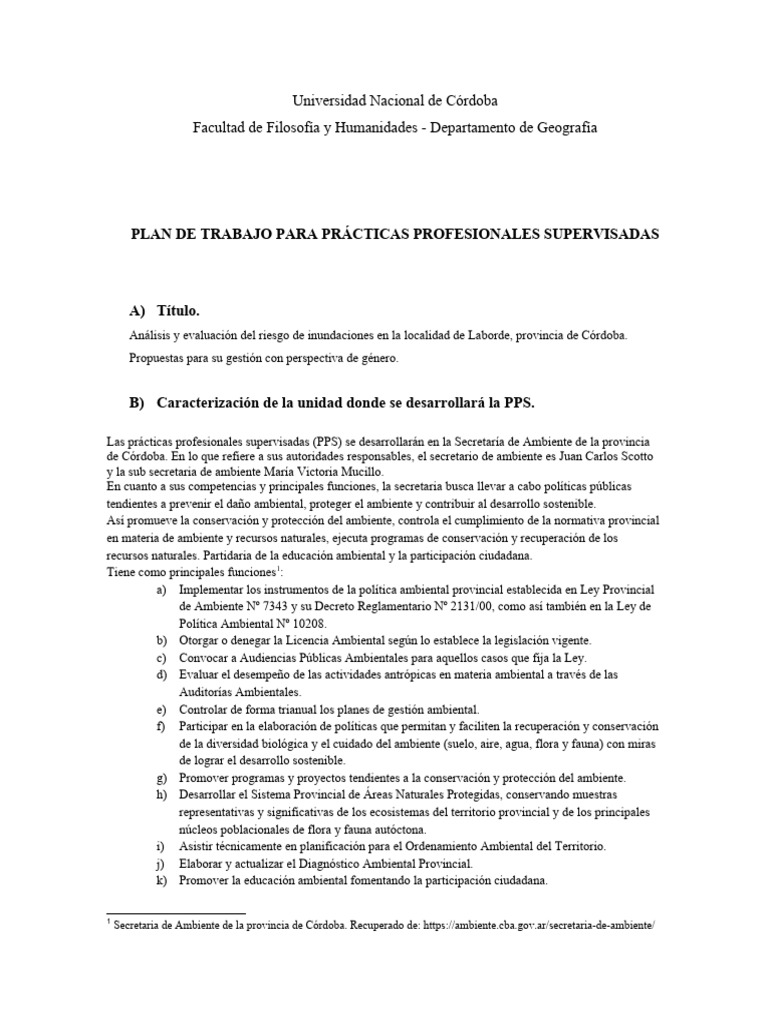 Plan de Trabajo PPS Lucia Ghione 2023 | PDF | Entorno natural | Igualdad de género