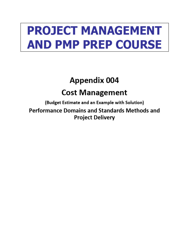Appendix 004 - Cost Management | PDF