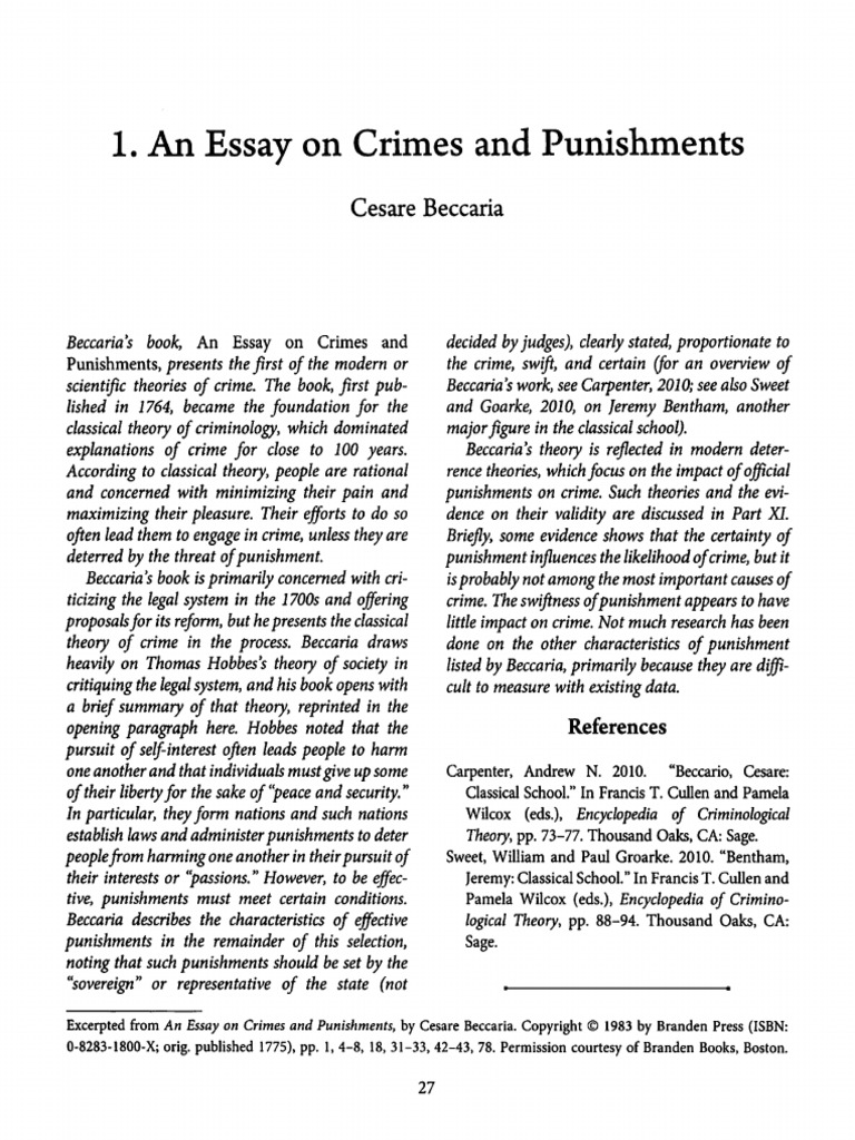 On Crimes and Punishments. Beccaria | PDF | Crimes | Crime & Violence