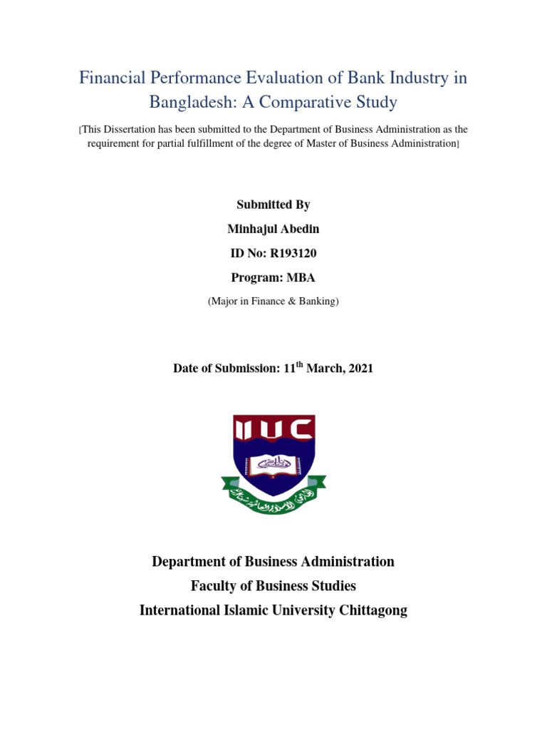 R193120 Minhajul Abedin Financial Performance Evaluation Of Bank