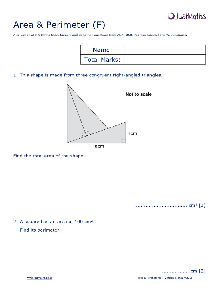 Geometry F Area Perimeter v3 | PDF | Area | Rectangle