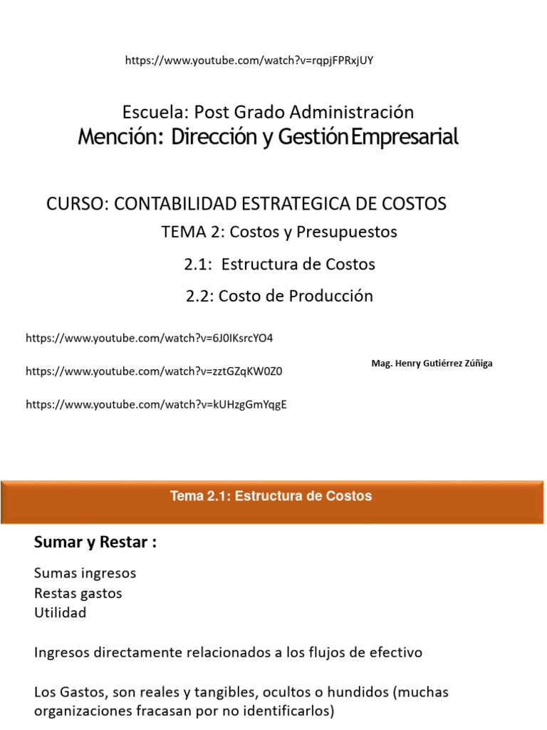 Estructura de Costos y Presupuestos | PDF | Costo | Salario