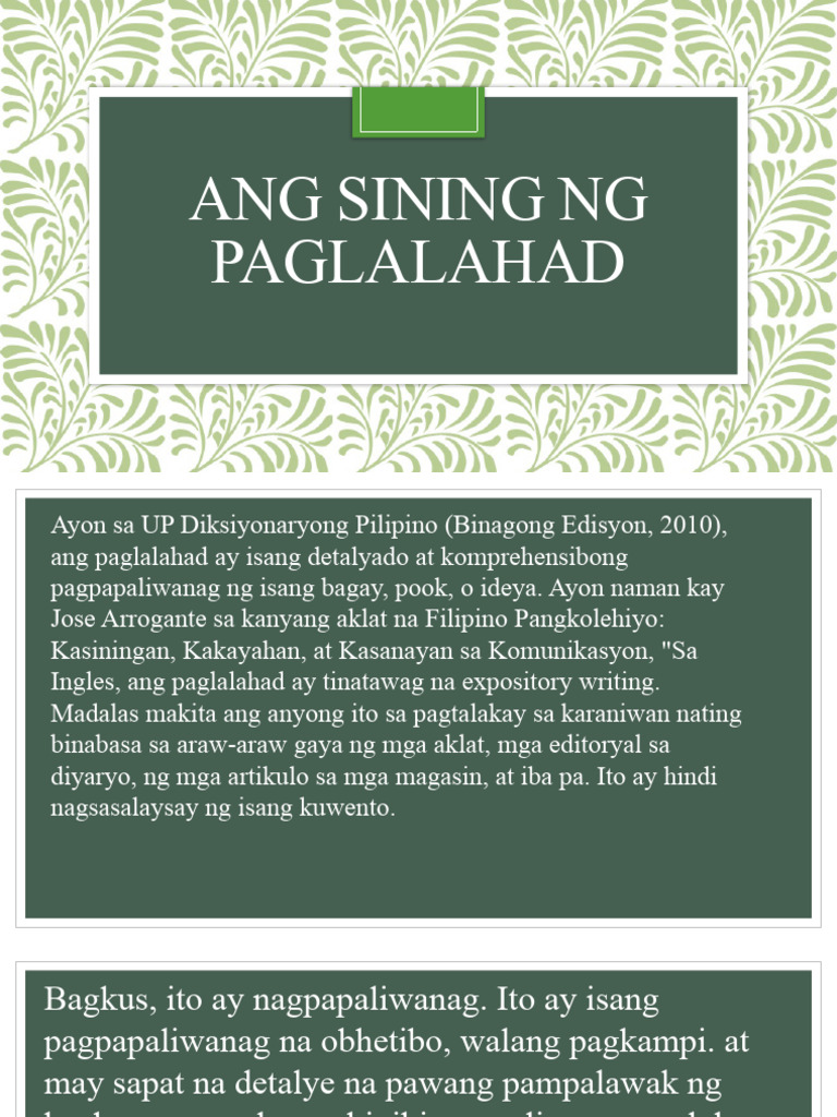 Ang Sining NG Paglalahad | PDF