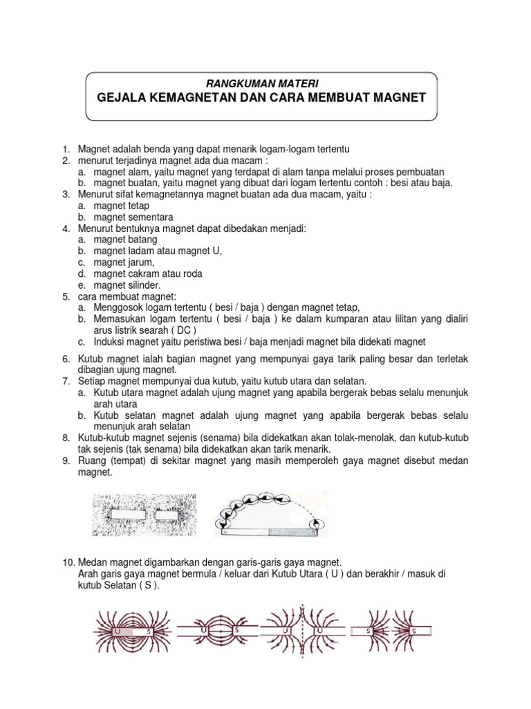 Rangkuman Materi IPA Kelas IX SMT2 Gejala Kemagnetan Dan Cara Membuat Magnet | PDF | Sains ...
