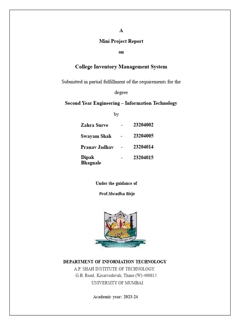 Final Report | PDF | Inventory | Usability