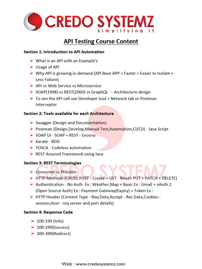 Api Testing Course Syllabus 1 Pdf Representational State Transfer Java Script