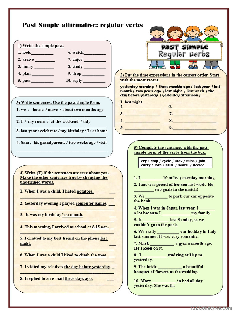 Past Simple Affirmative - Regular Verbs (Exercises) .PDF - PDF Expert ...