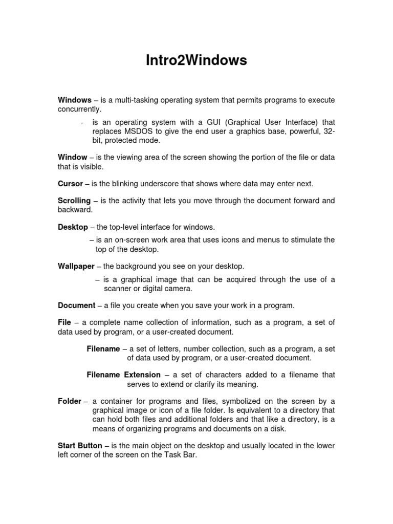 Intro 2 Windows | PDF | Window (Computing) | Menu (Computing)