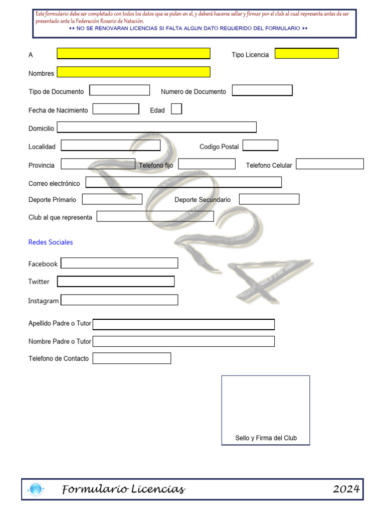 Formulario Licencias 2024 | PDF