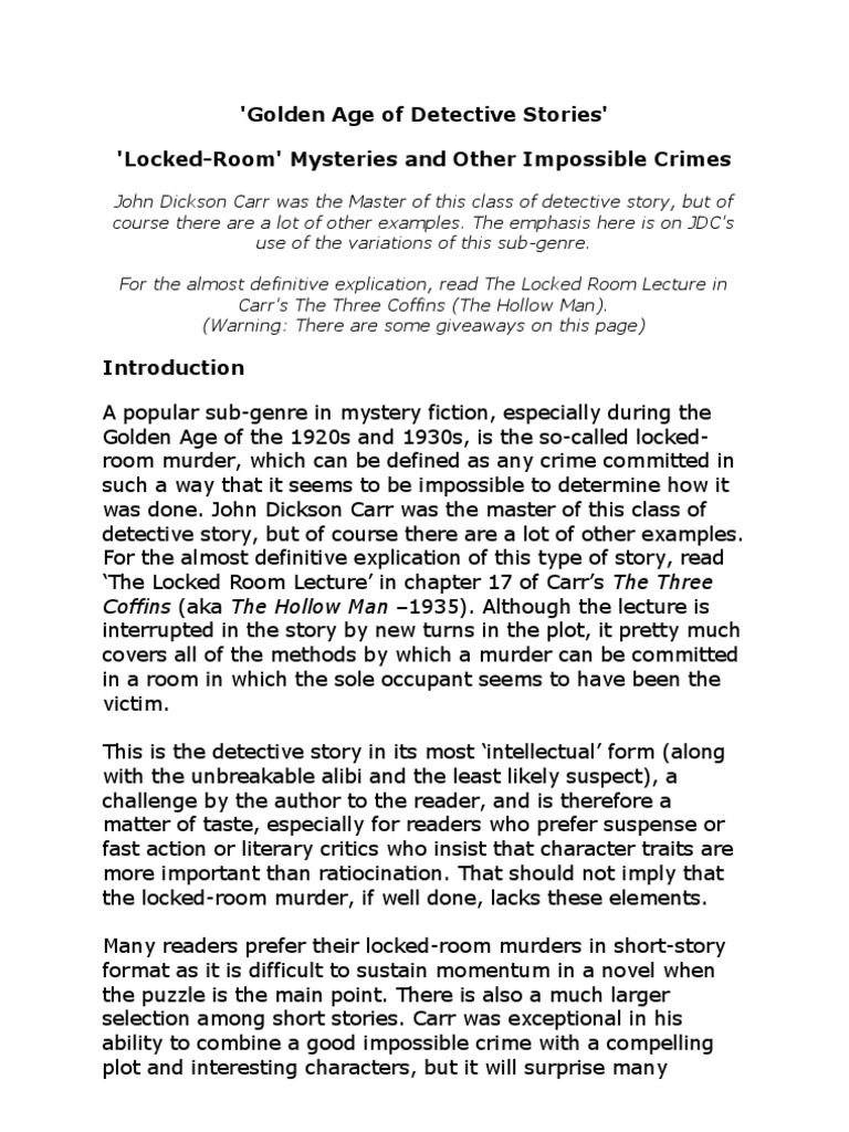 Golden Age of Detective Stories | PDF | Detective Fiction | Crime Thriller