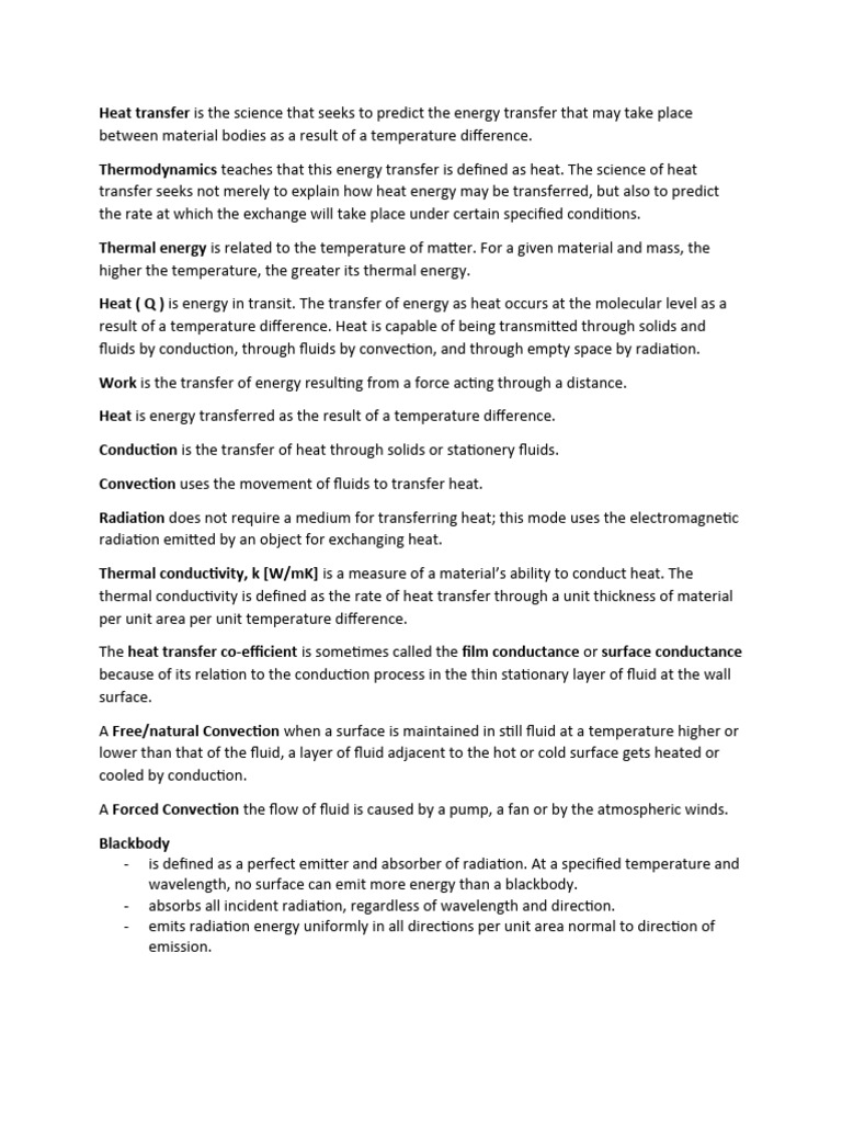 Heat Transfer Terms Handout | PDF | Heat Transfer | Heat Exchanger