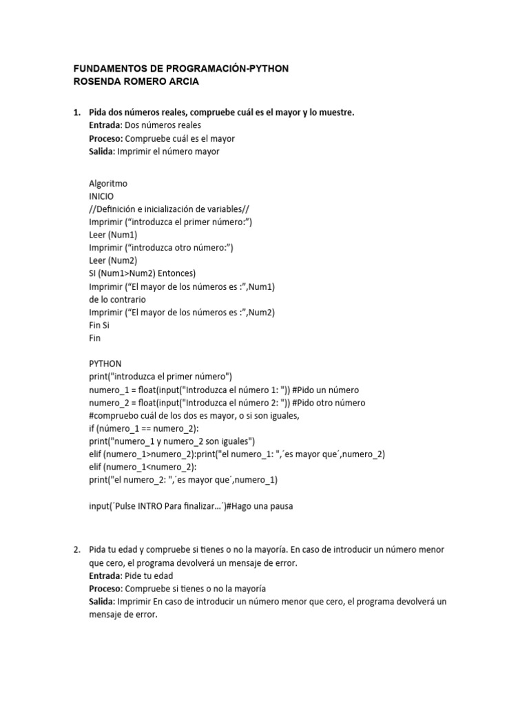 Problemas Resueltos Python-RRomero | PDF | Python (lenguaje de programación) | Programación de ...
