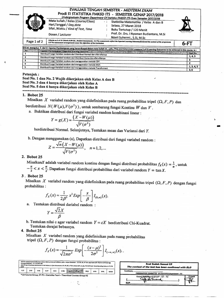 ETS StatMat 1 2018 | PDF