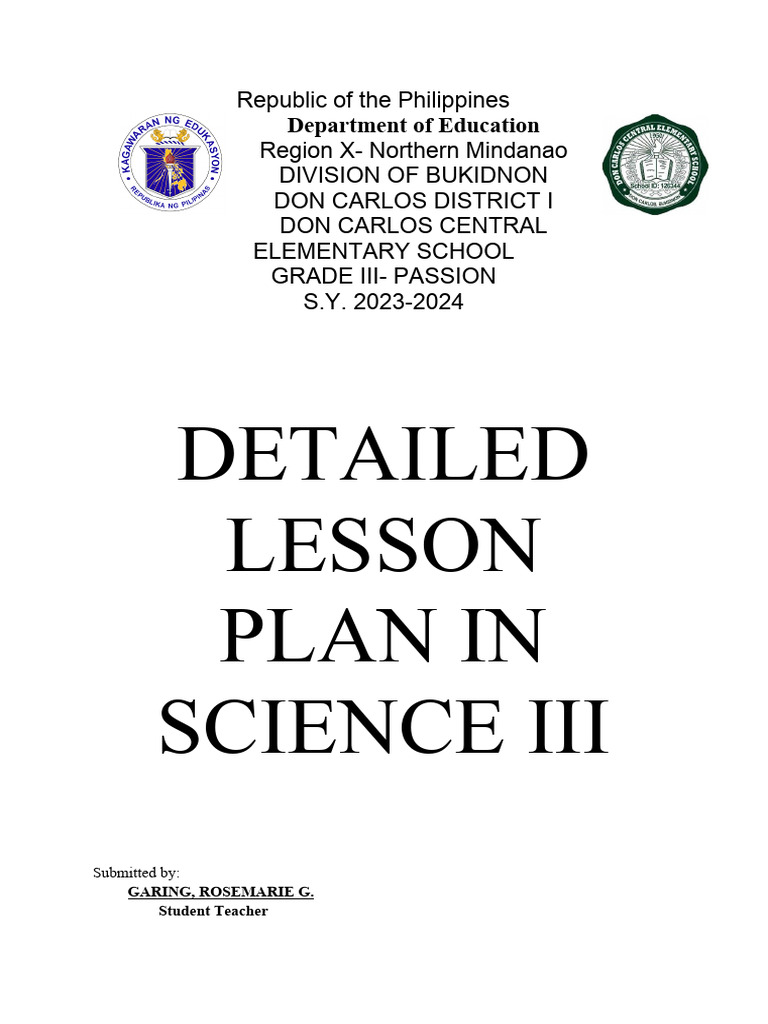 Science 3 Detailed Lesson Plan | PDF | Wellness