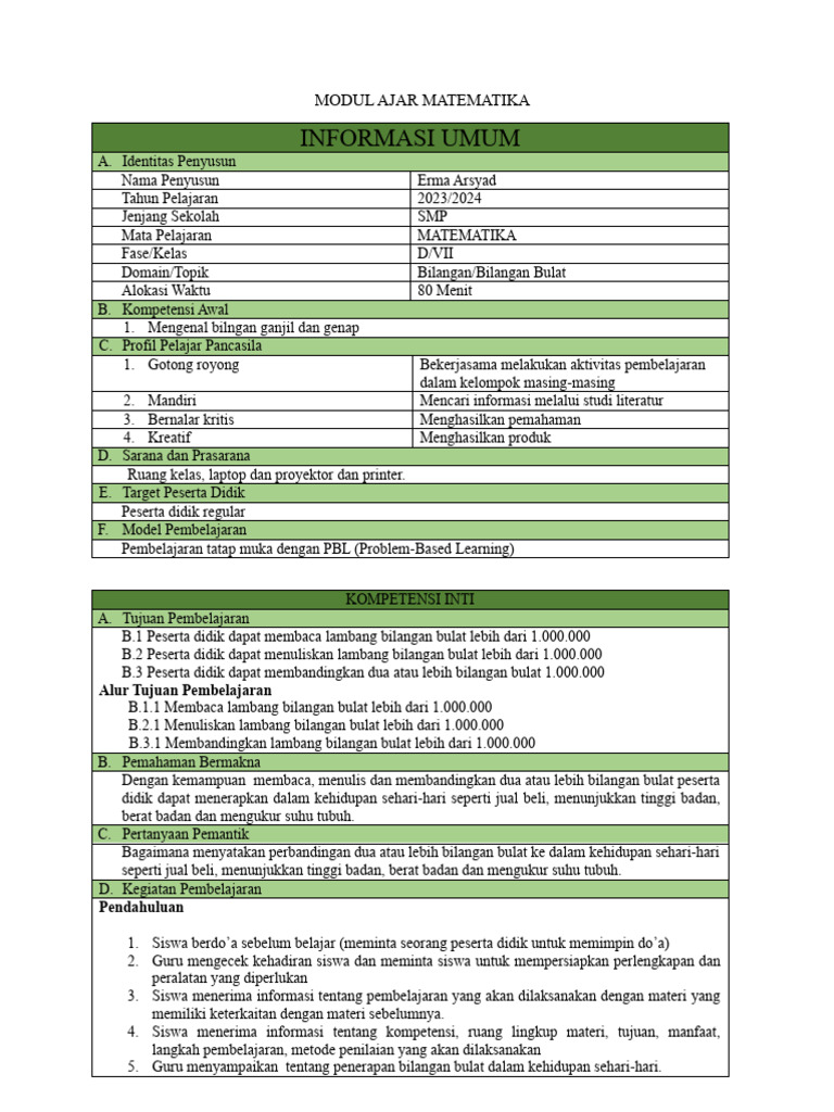 Modul - Ajar - Matematika Erma | PDF