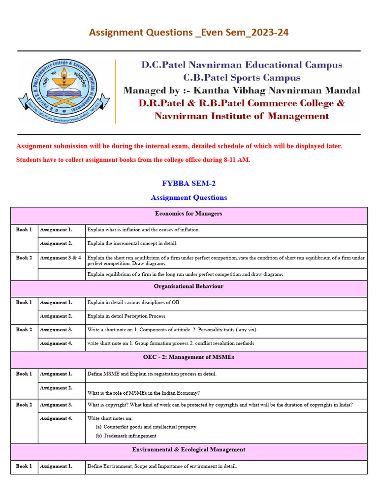 Assignment Questions_Even Sem_2023-24 | PDF