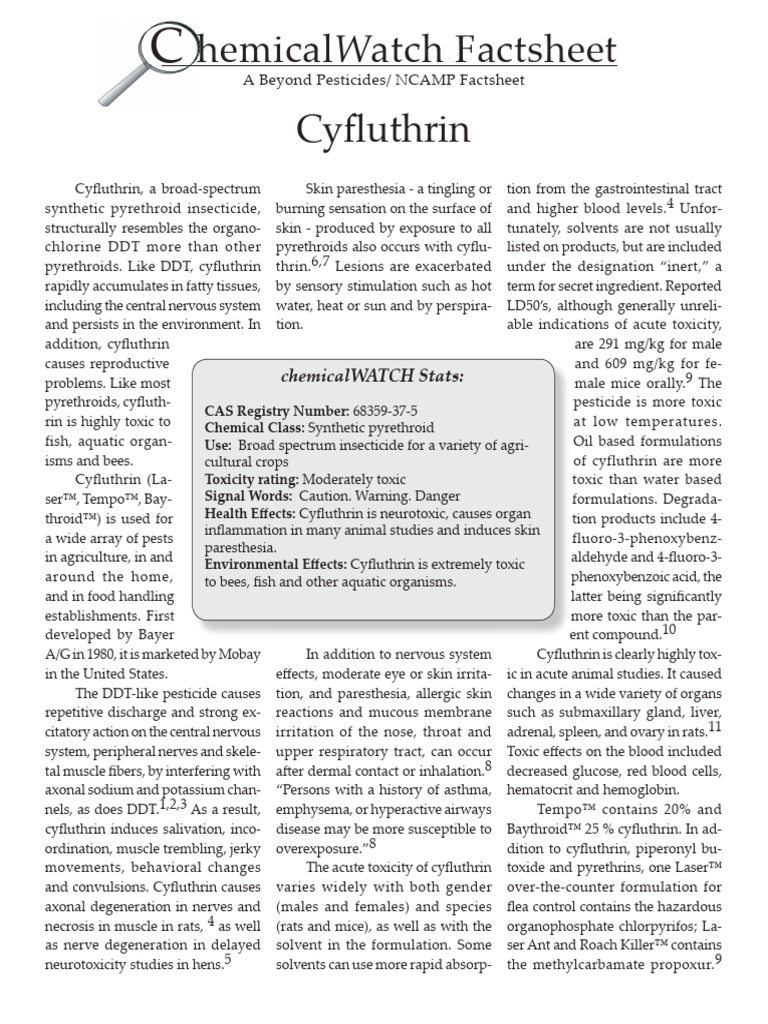 Cyfluthrin | PDF | Pesticide | Toxicity