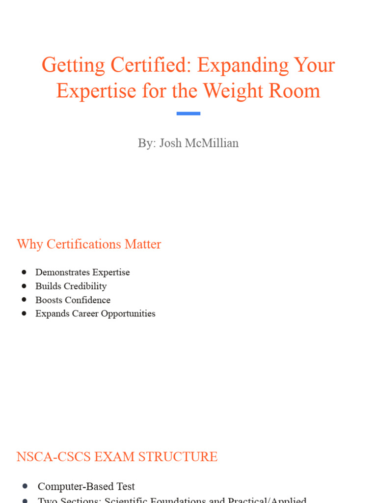 Getting Certified: Expanding Your Expertise For The Weight Room | PDF ...