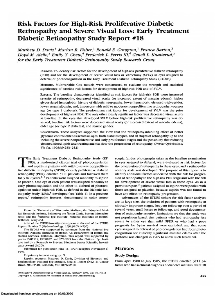 Risk Factors For High-Risk Proliferative Diabetic Retinopathy | PDF ...