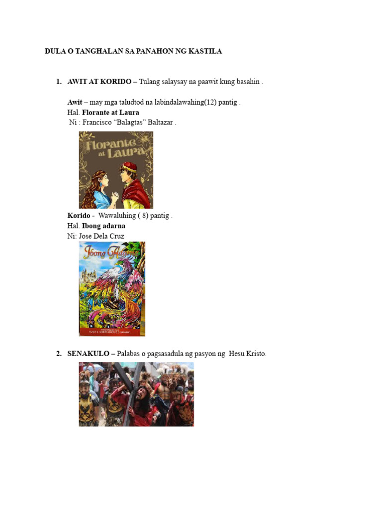 Dula o Tanghalan Sa Panahon NG Kastila | PDF