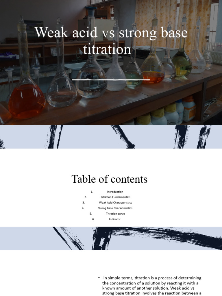 Weak Acid Vs Strong Base Titration | PDF | Chemistry | Titration