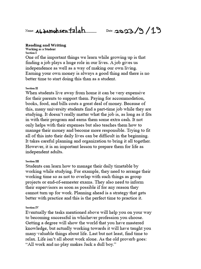 Assignment 1 Readingwriting | Download Free PDF | Behavior Modification | Cognitive Science