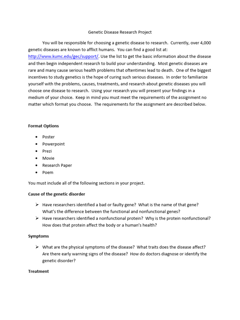 Genetic Disease Research Project | PDF | Self-Improvement