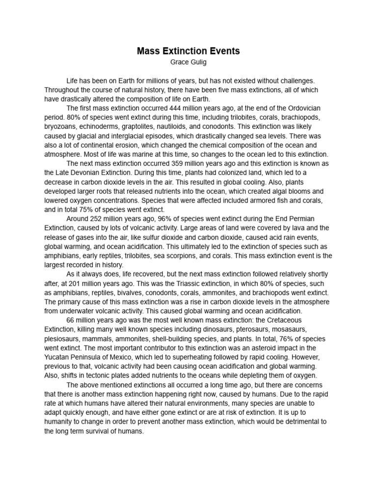 Mass Extinction Events Summary | Download Free PDF | Physical Geography ...