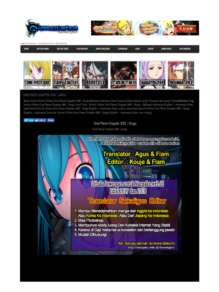 One Piece Chapter 888 - Singa | PDF