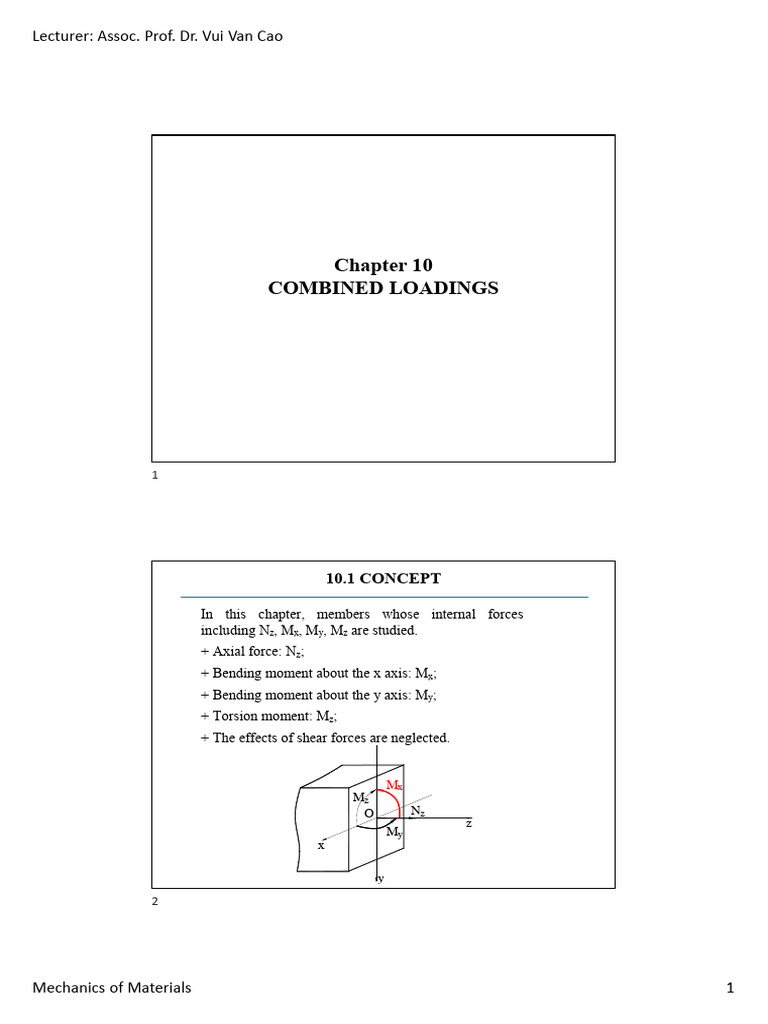 Chapter10-Combined Loadings | PDF | Bending | Stress (Mechanics)