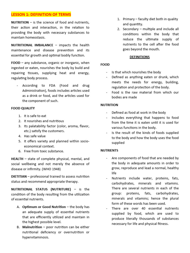 Nutrition and Diet Therapy Lecture | PDF | Lipid | Fat
