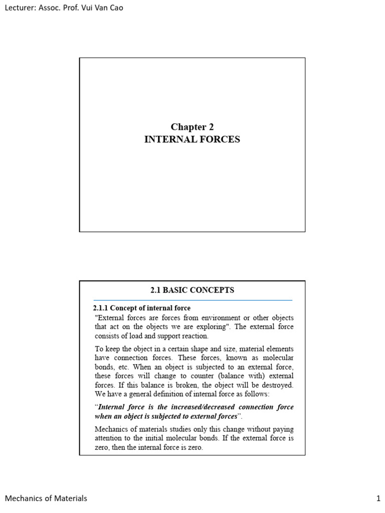 Chapter 2-Internal Forces | PDF | Bending | Force