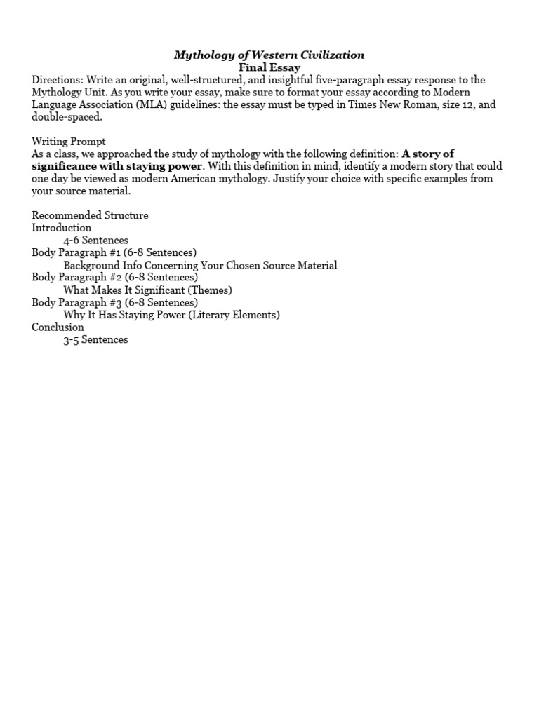 Mythology Final Essay | PDF