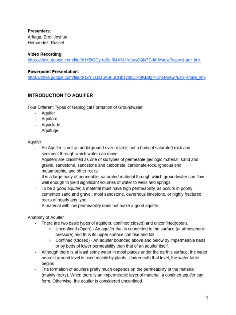 Aquifers | Download Free PDF | Aquifer | Groundwater