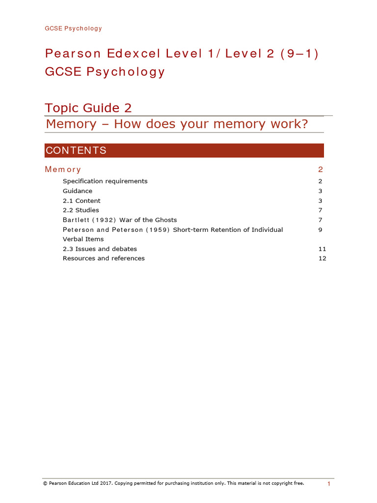 Psychology Memory - How Does Your Memory Work? | PDF | Memory ...
