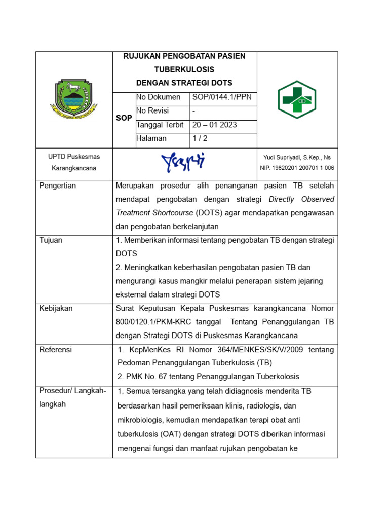 Sop Rujukan Pasien TB | PDF