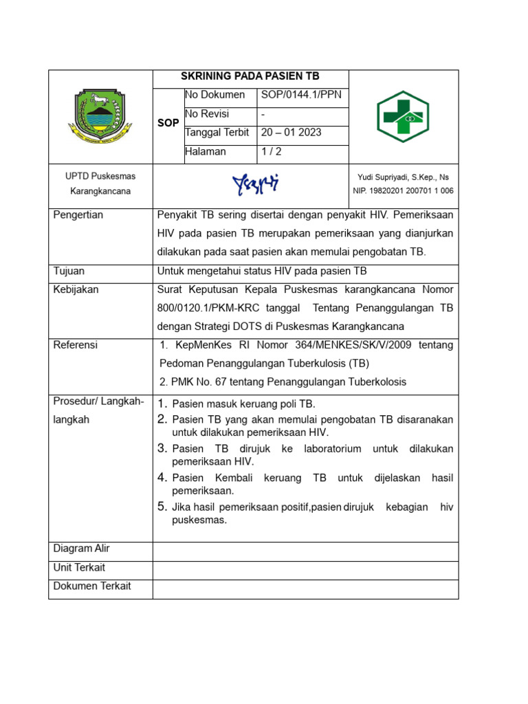 Sop Skrining Pada Pasien TB | PDF