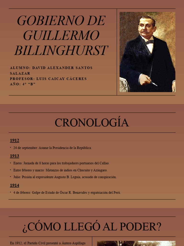 Gobierno de Guillermo Billinghurst | PDF | América del Sur | Gobierno
