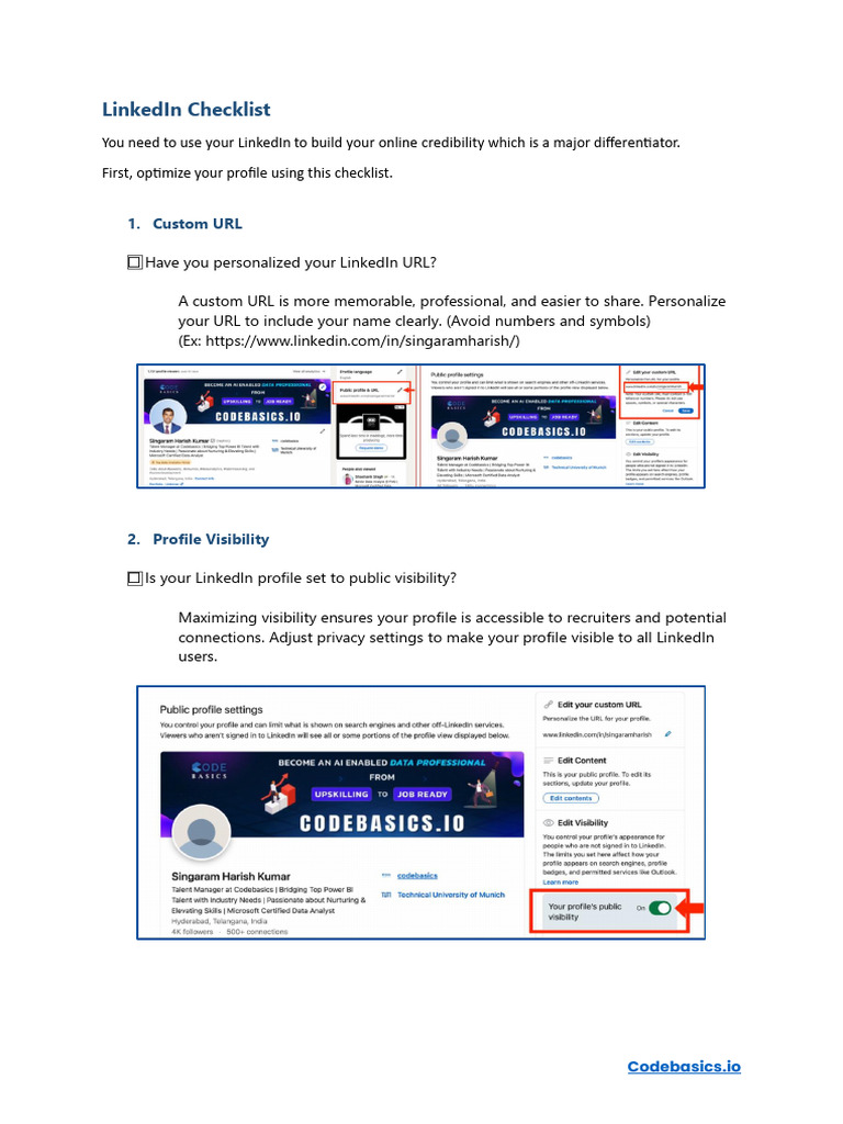 LinkedIn Checklist | PDF | Linked In | Credibility
