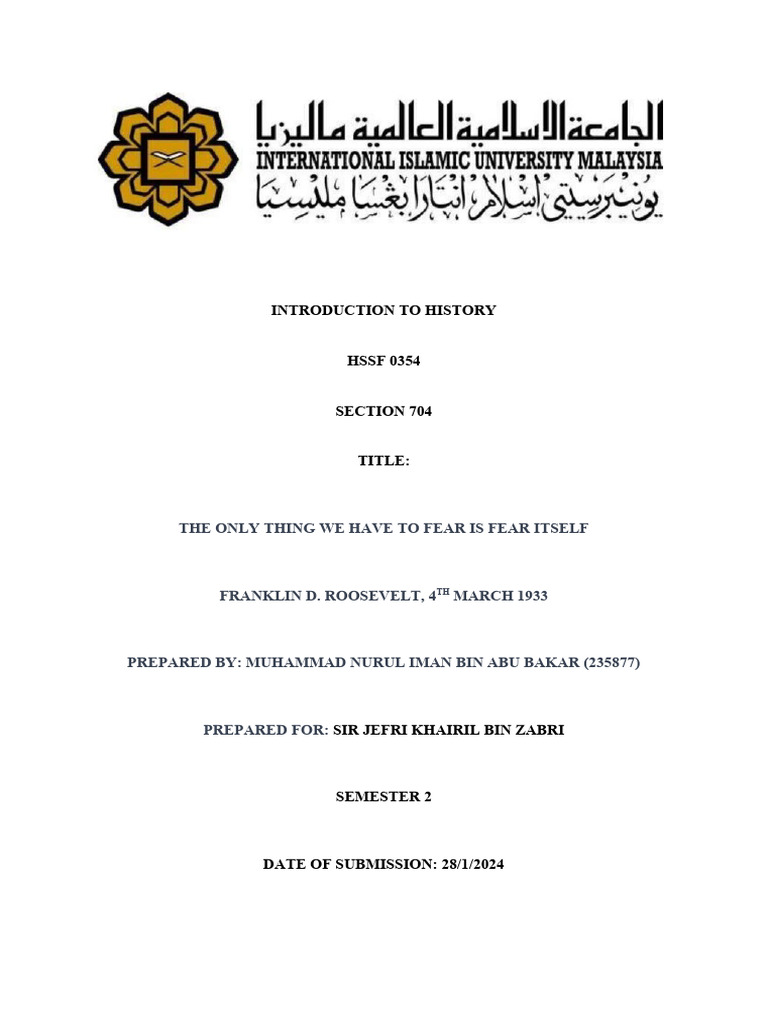 Historical Figure Speech Franklin Delano Roosevelt | PDF