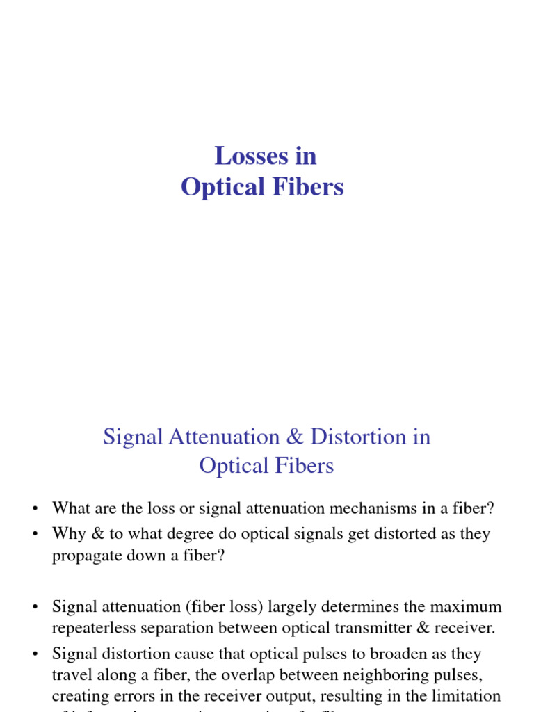 3 Optical Fiber Losses | PDF | Dispersion (Optics) | Optical Fiber