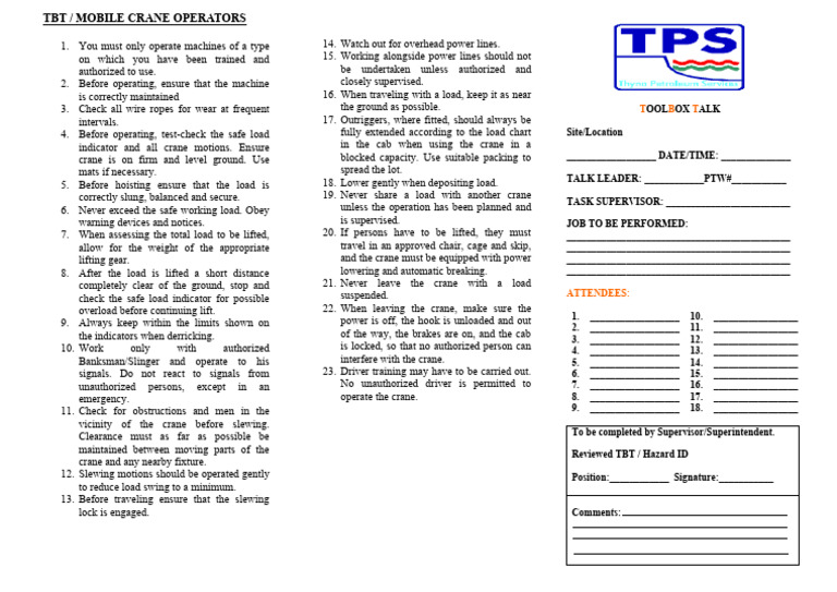 006 TBT - Mobile Crane Operators | PDF | Technology & Engineering