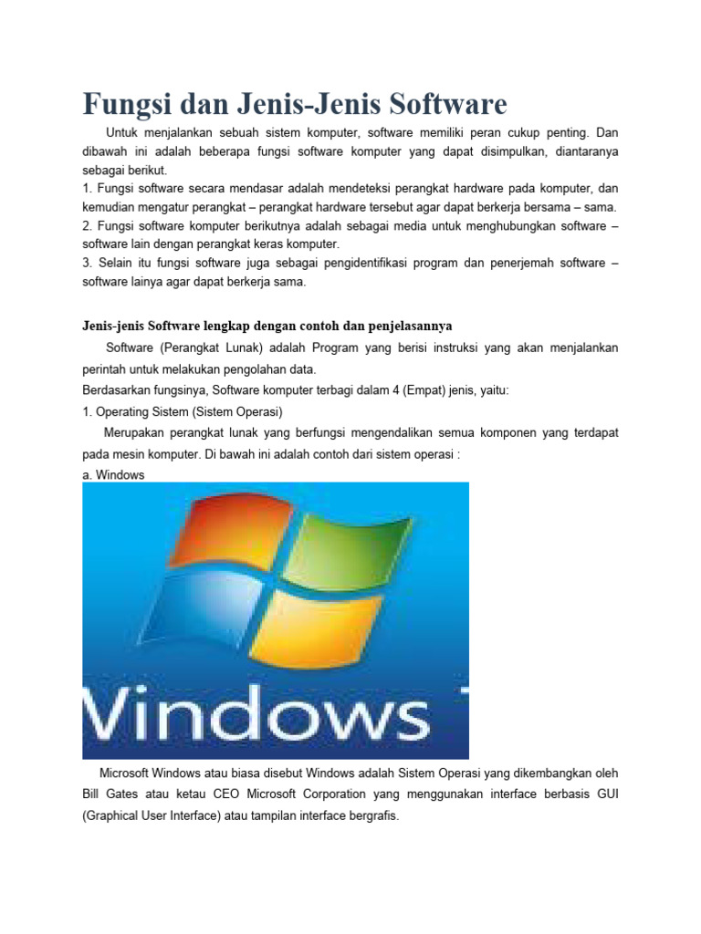 Fungsi Dan Jenis Software | PDF | Komputer Fungsi Dan Jenis Software | PDF | Komputer