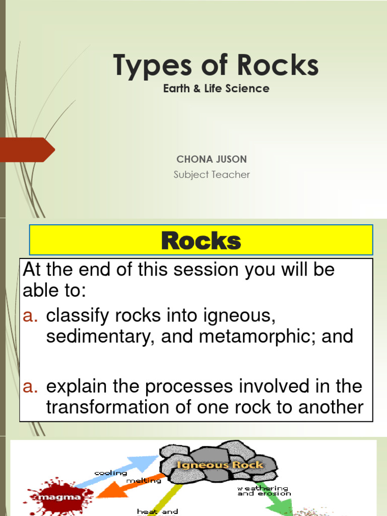 Types of Rocks PDF | PDF | Rock (Geology) | Sedimentary Rock