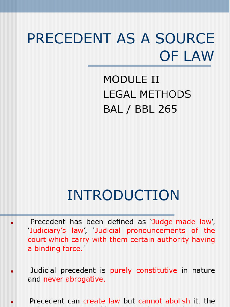 Precedent As A Source of Law | PDF | Precedent | Constitutional Law