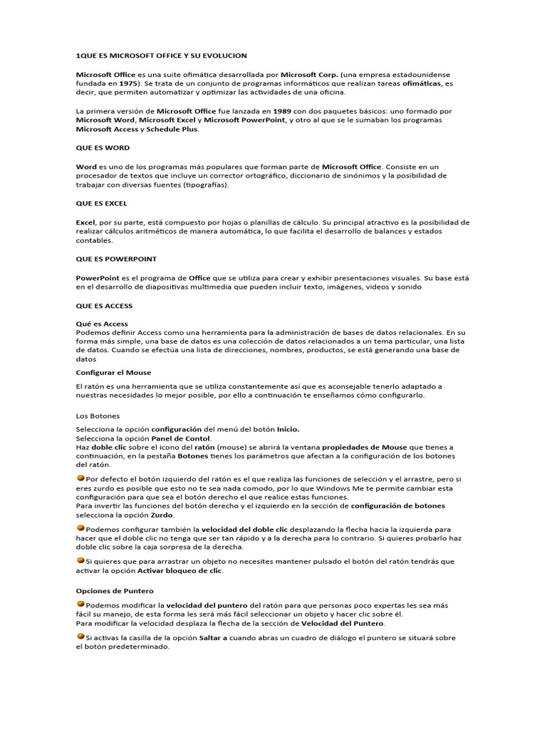MICROSOFT OFFICE Y SU EVOLUCION | PDF | Microsoft Office | Ventana ...